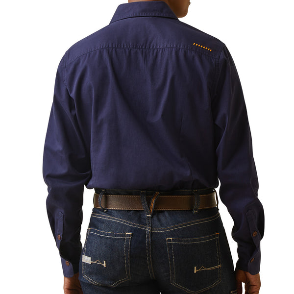 Ariat Womens Rebar Half Button Work Shirt - Navy - Bairnsdale Horse Centre