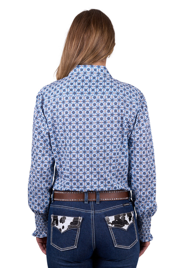 Pure Western Womens Norma Shirt - Blue - Bairnsdale Horse Centre