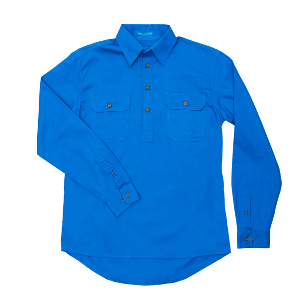 Just Country Mens Cameron Workshirt - Blue Jewel - Bairnsdale Horse Centre